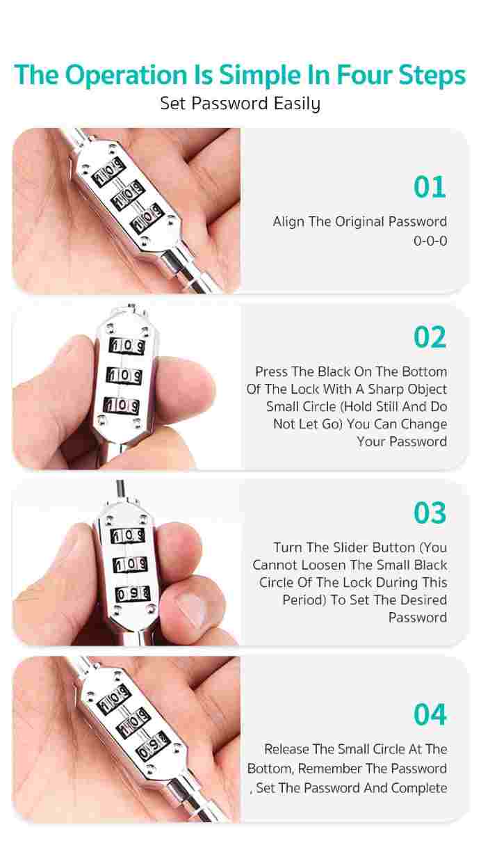 Coteci TR-003 D-Hook Combination Lock - GadGet Bee